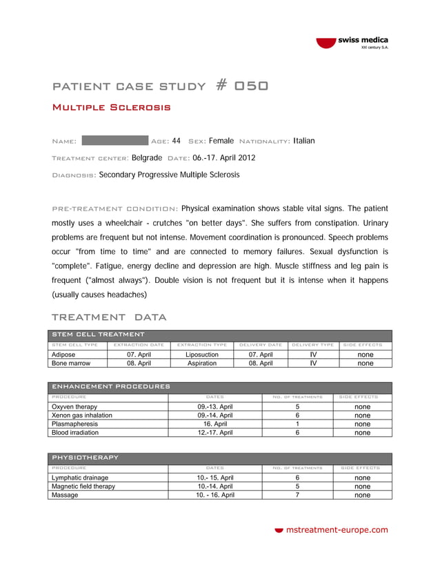 Secondary Progressive Multiple Sclerosis - Case study | PDF