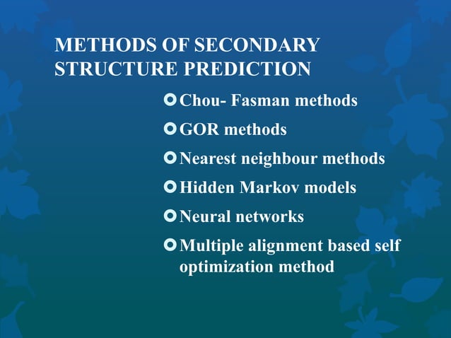 Secondary protein structure prediction | PPTX | Chemistry | Science