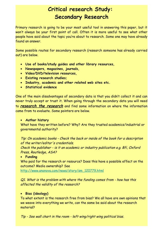 Secondary research | PDF