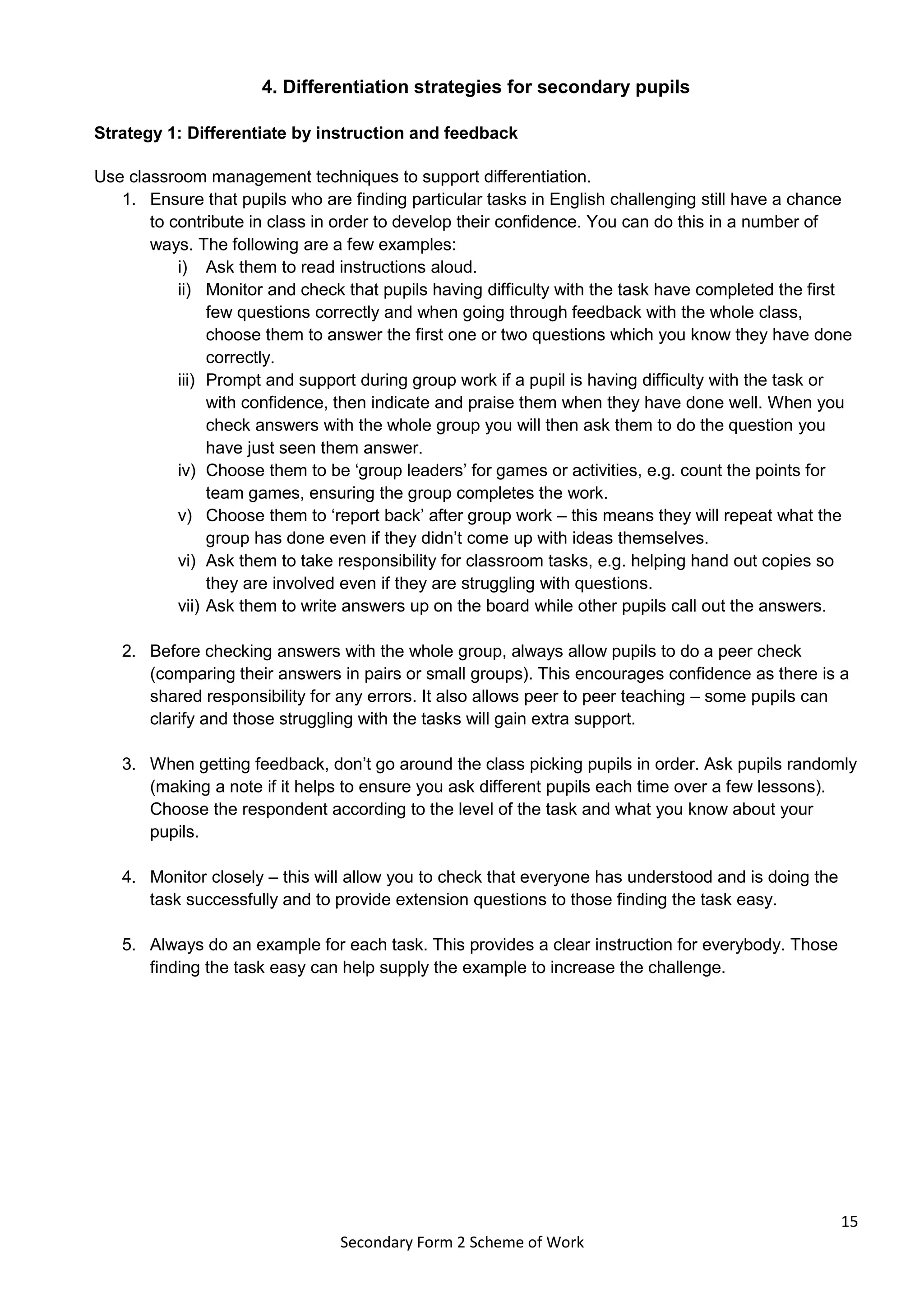 scheme of work English form 2 | PDF