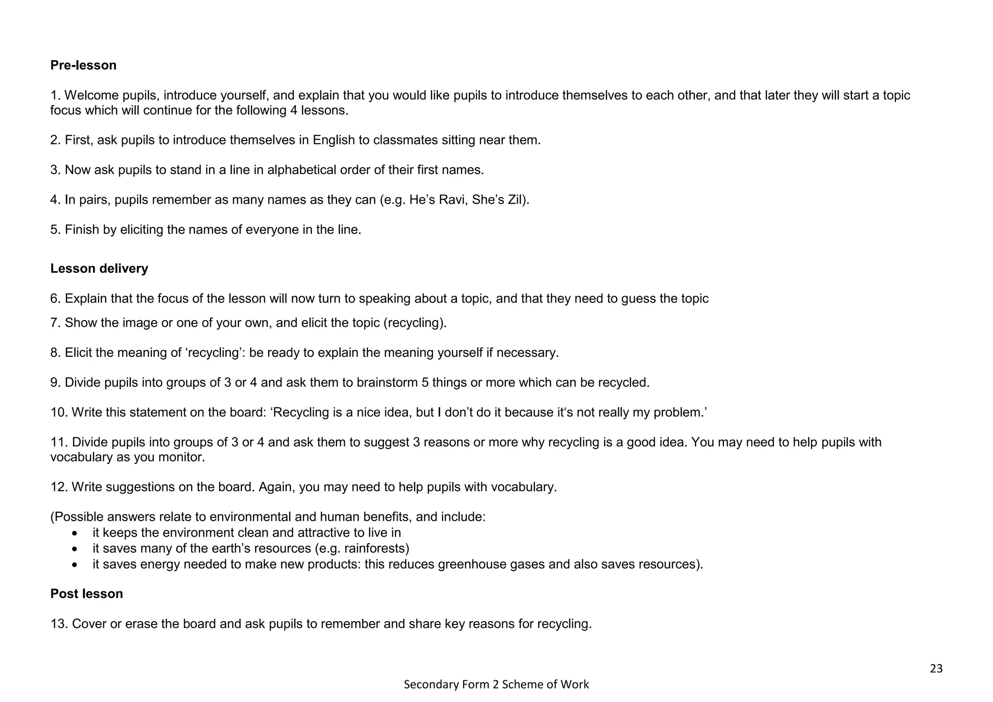 scheme of work English form 2 | PDF