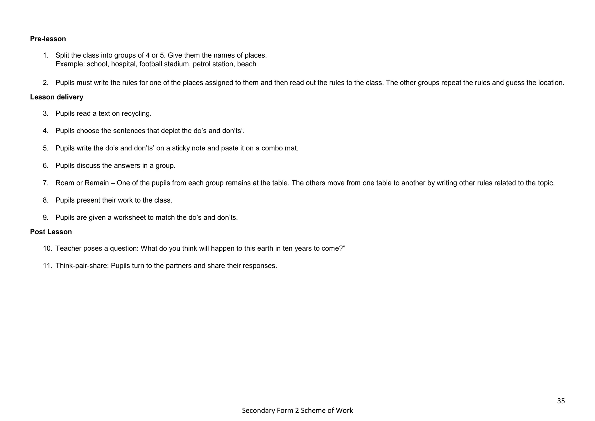 scheme of work English form 2 | PDF