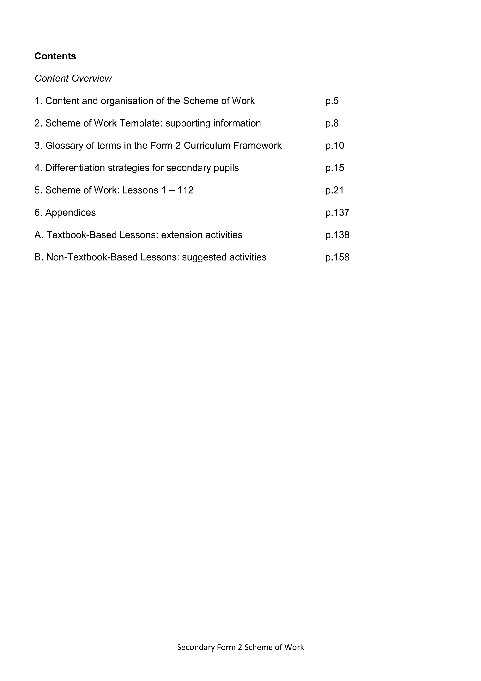 scheme of work English form 2 | PDF
