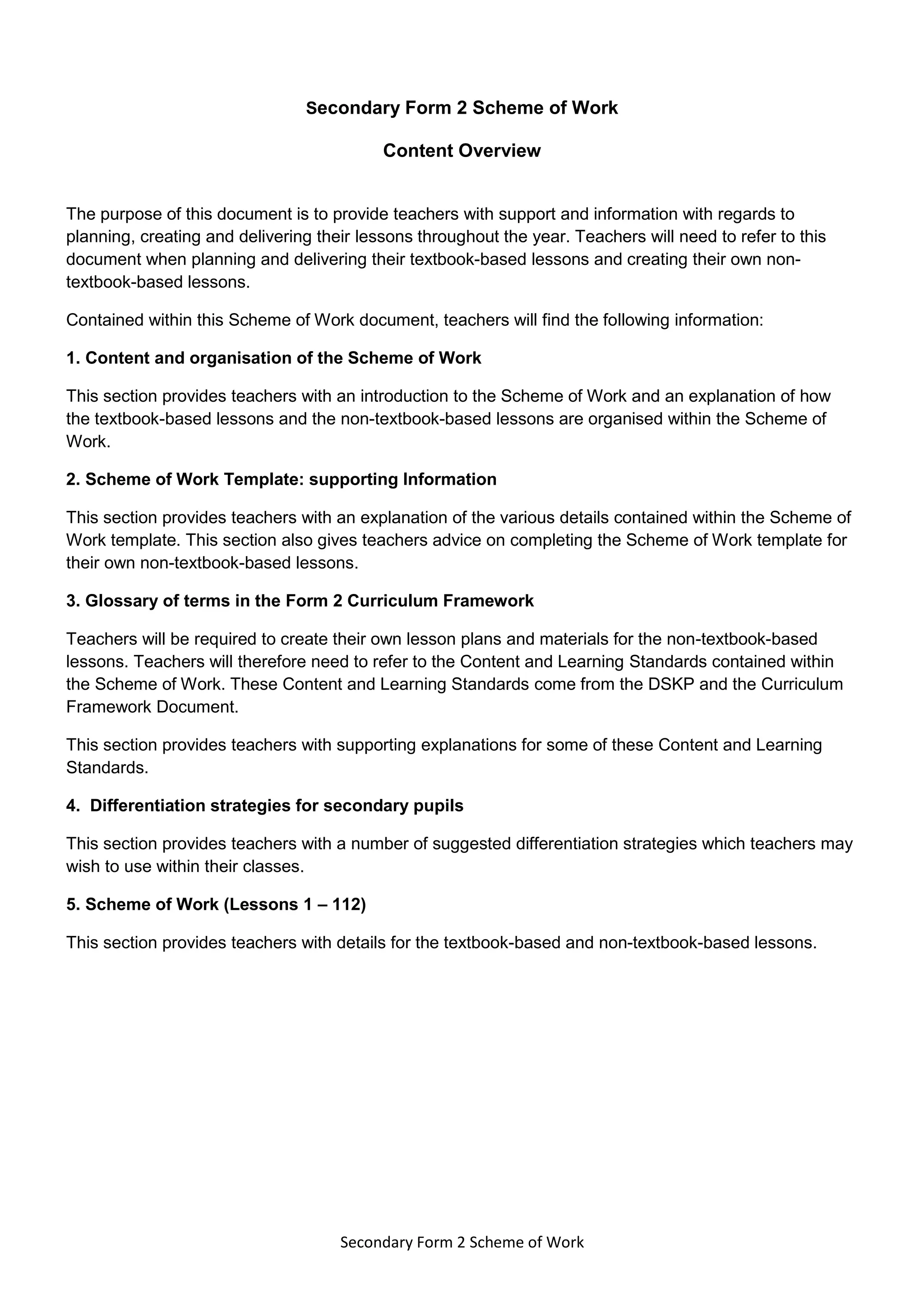 scheme of work English form 2 | PDF