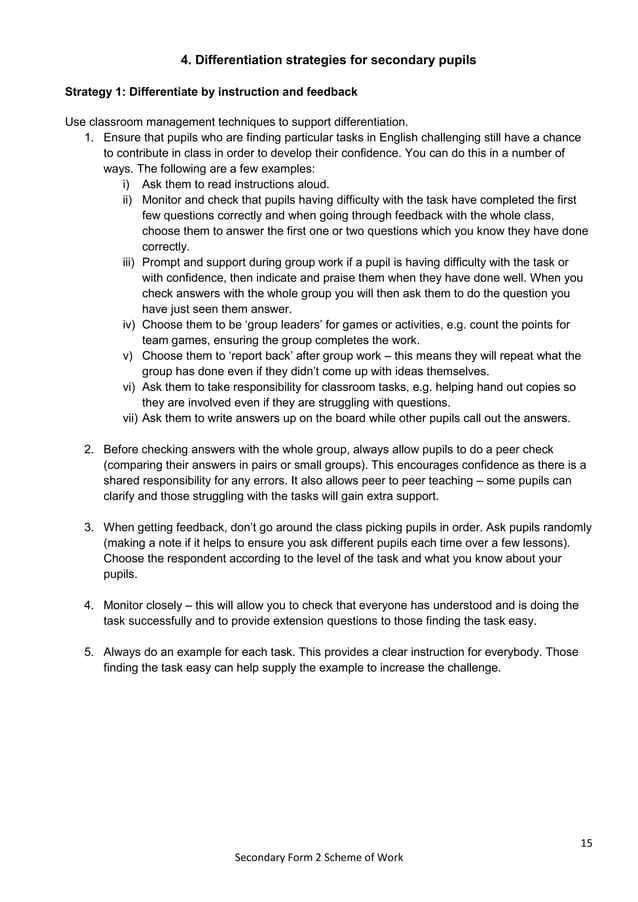 scheme of work English form 2 | PDF | Secondary Education | Education