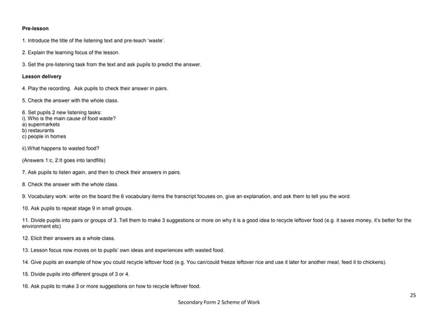 scheme of work English form 2 | PDF | Secondary Education | Education