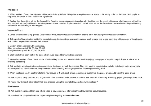 scheme of work English form 2 | PDF | Secondary Education | Education