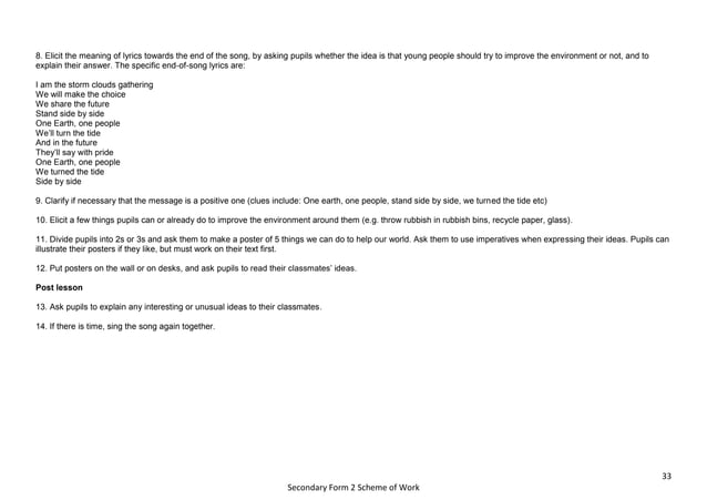 scheme of work English form 2 | PDF | Secondary Education | Education