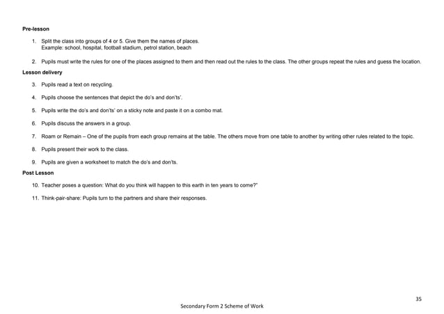 scheme of work English form 2 | PDF | Secondary Education | Education