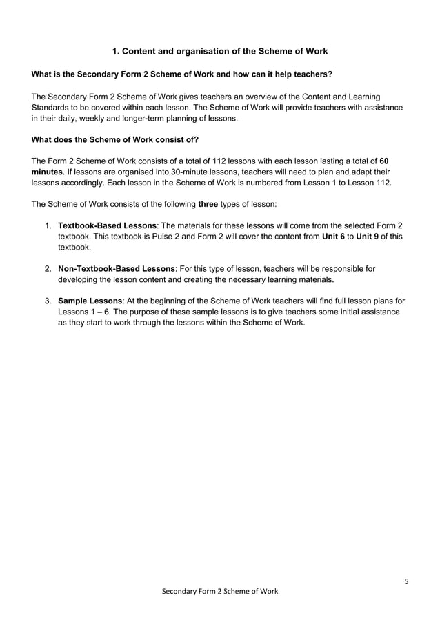 scheme of work English form 2 | PDF | Secondary Education | Education