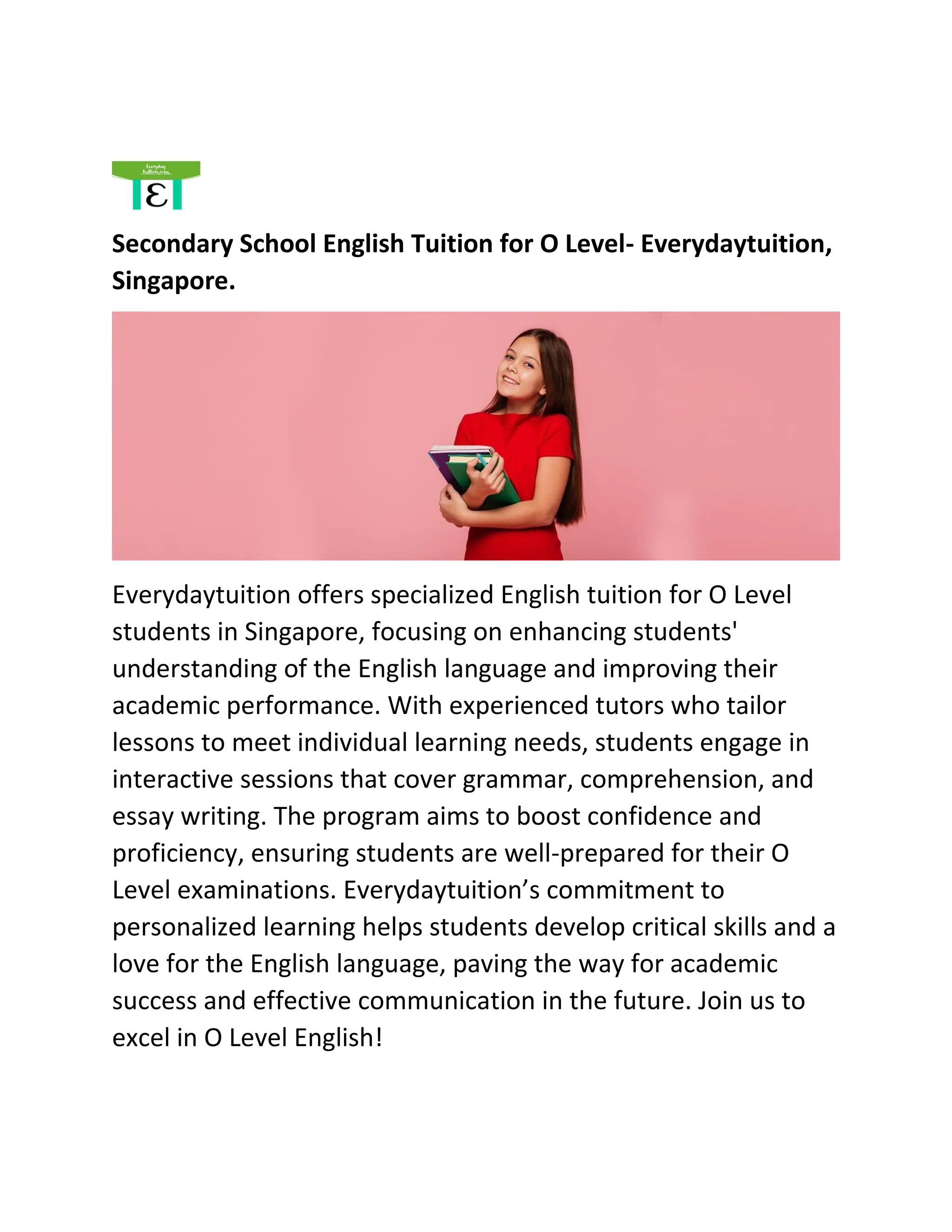 Secondary School English Tuition for O Level. | PDF
