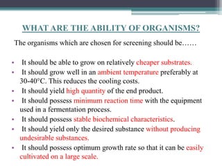 Secondary screening of industrial important microbes | PPTX