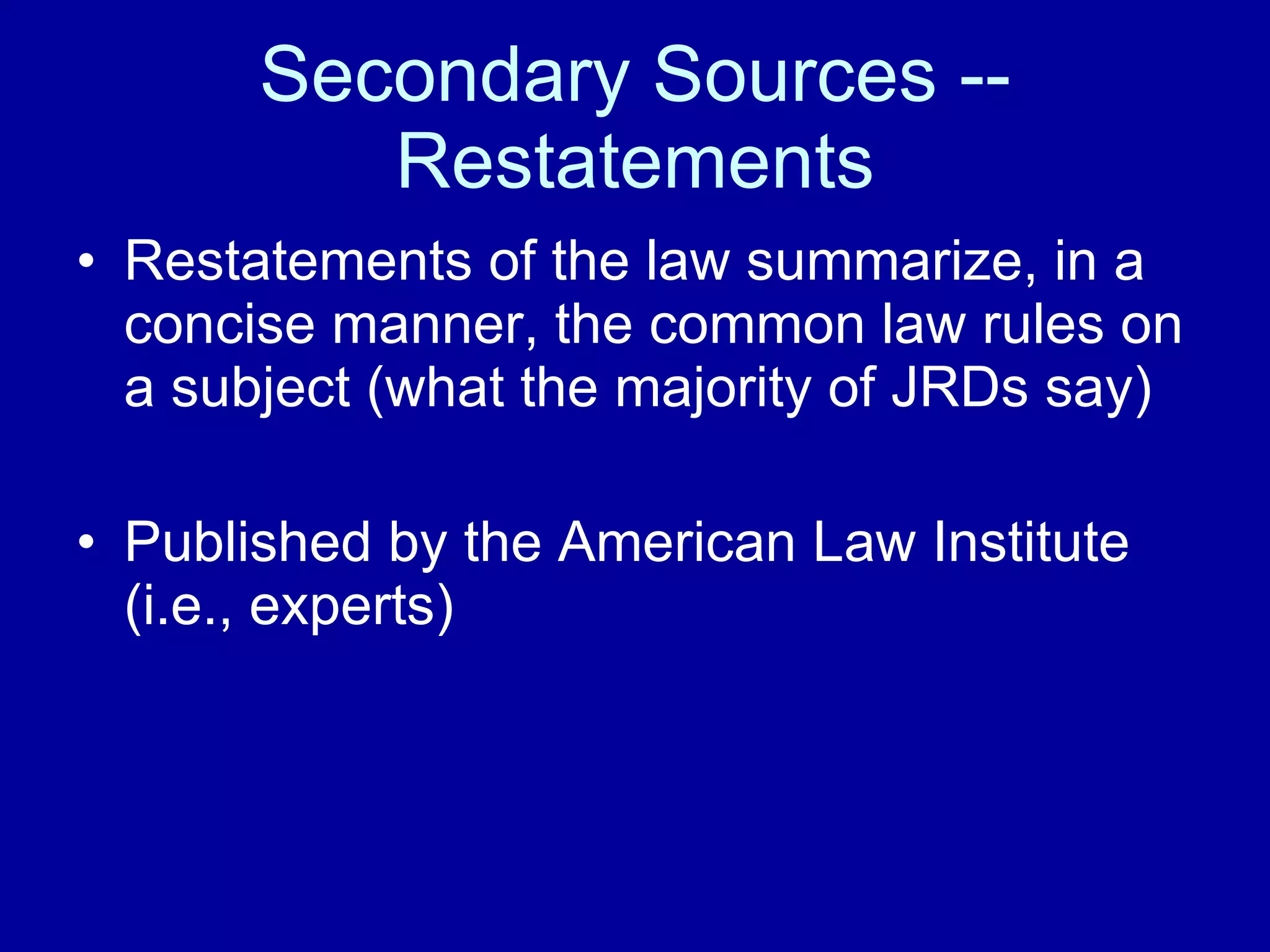 Legal Secondary Sources Presentation | PPT