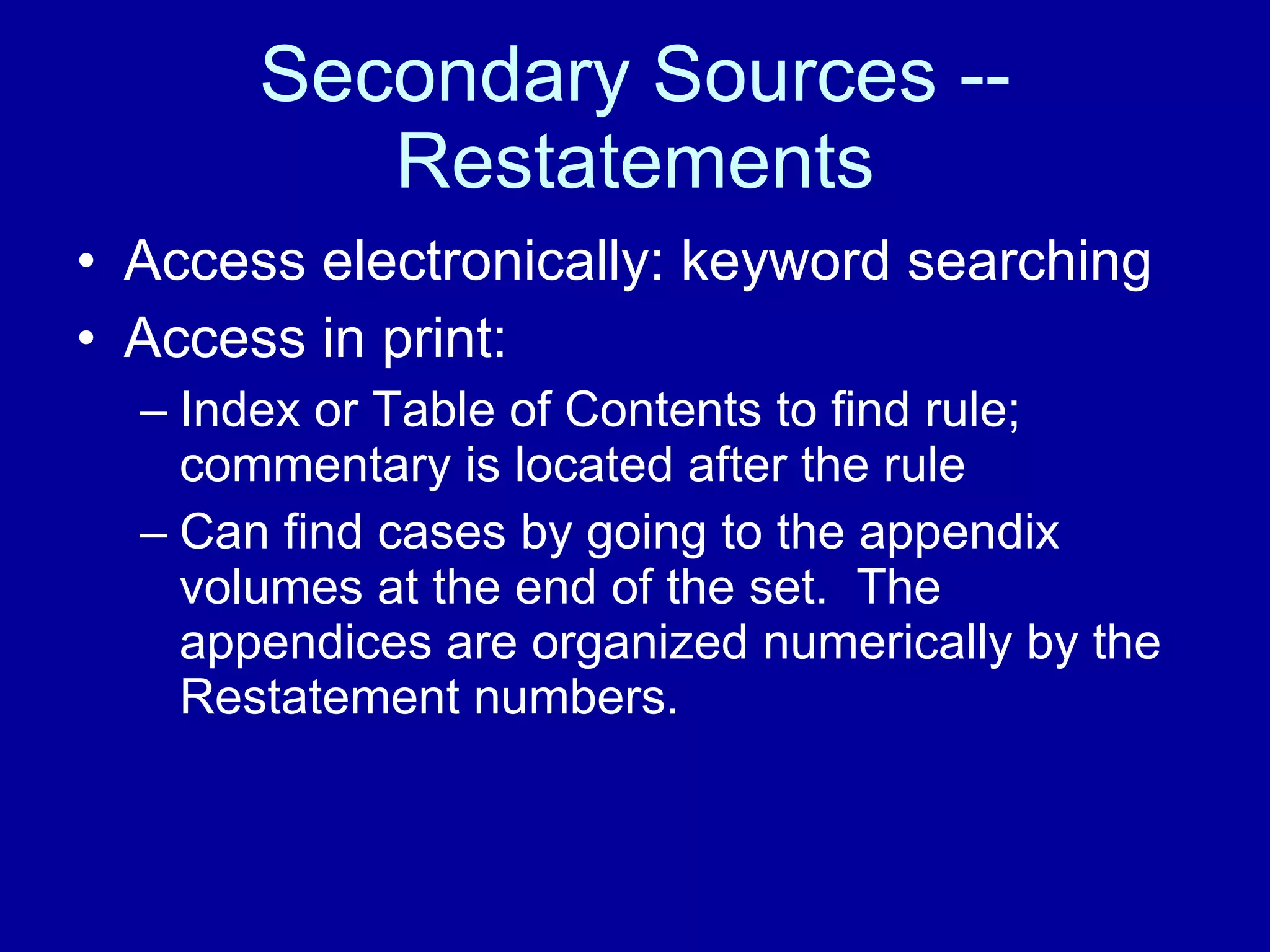 Legal Secondary Sources Presentation | PPT