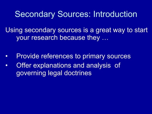 Legal Secondary Sources Presentation | PPT