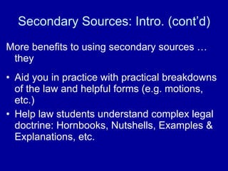 Legal Secondary Sources Presentation | PPT