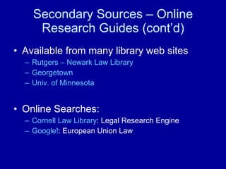 Legal Secondary Sources Presentation | PPT