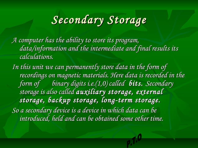Secondary storage unit | PPT