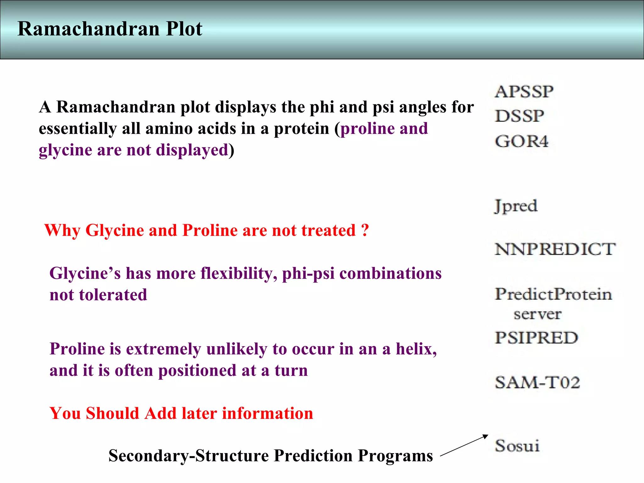Secondary structural elements & ramachandran plot | PPT