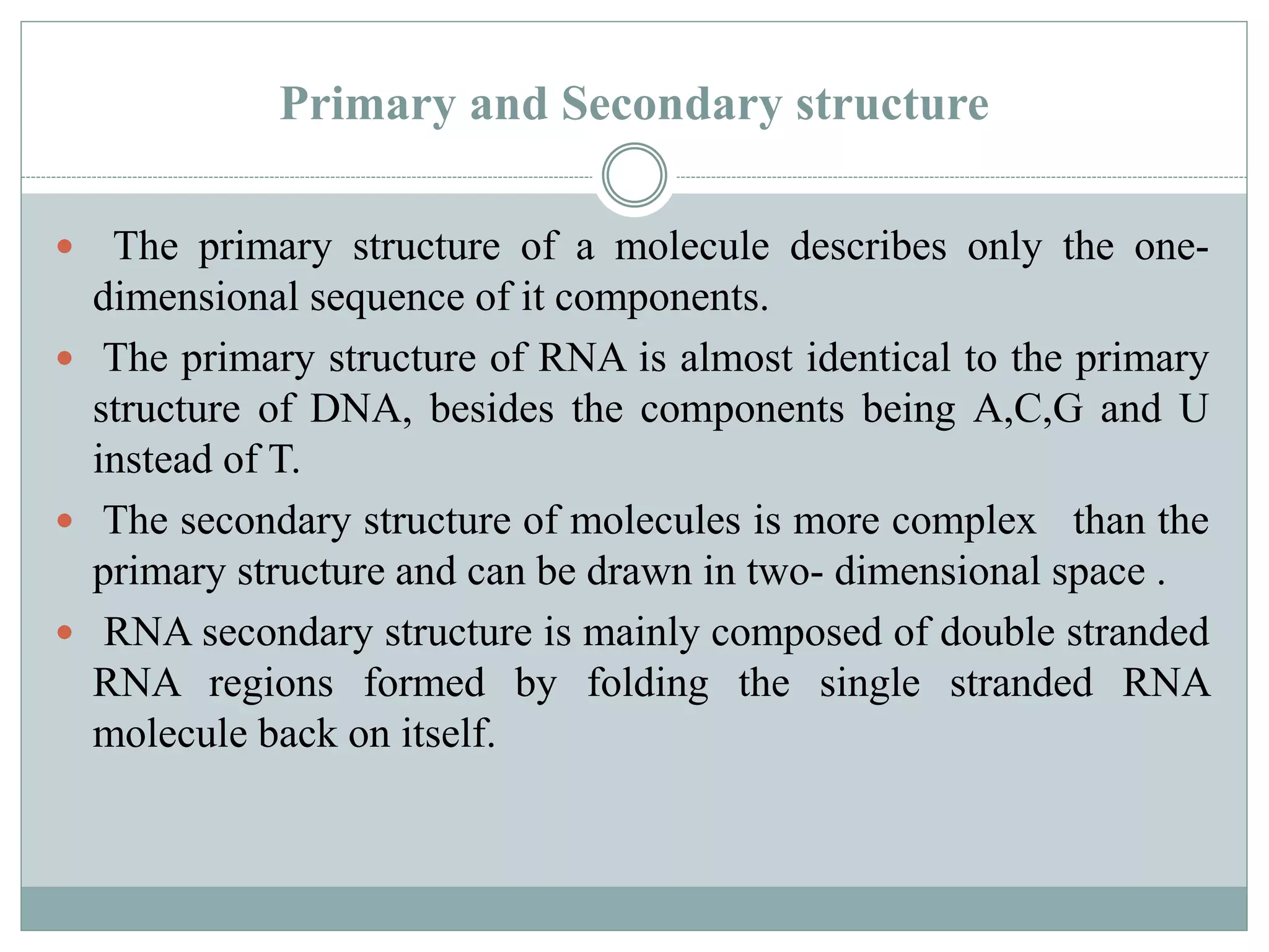 Secondary structure of rna and its predicting elements | PPTX