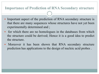 Secondary structure of rna and its predicting elements | PPTX