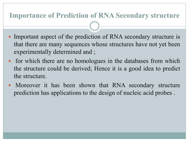 Secondary structure of rna and its predicting elements | PPTX