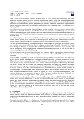 Secondary students’ perspectives on the use of the interactive whiteboard for teaching and ...