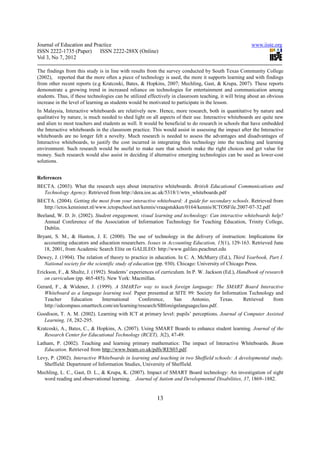 Secondary students’ perspectives on the use of the interactive whiteboard for teaching and ...