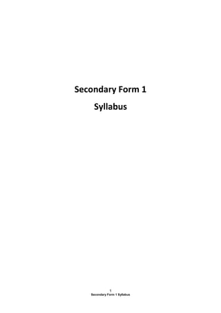 Secondary Syllabus English KSSM Form One | PDF