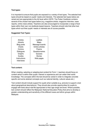 Secondary Syllabus English KSSM Form One | PPT