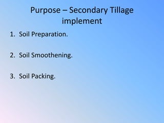 Secondary Tillage Implements | PPTX