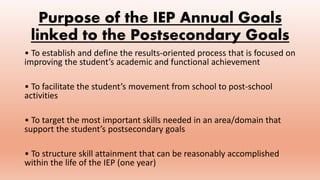 Secondary transition annual iep goals - redelivery power point | PPTX