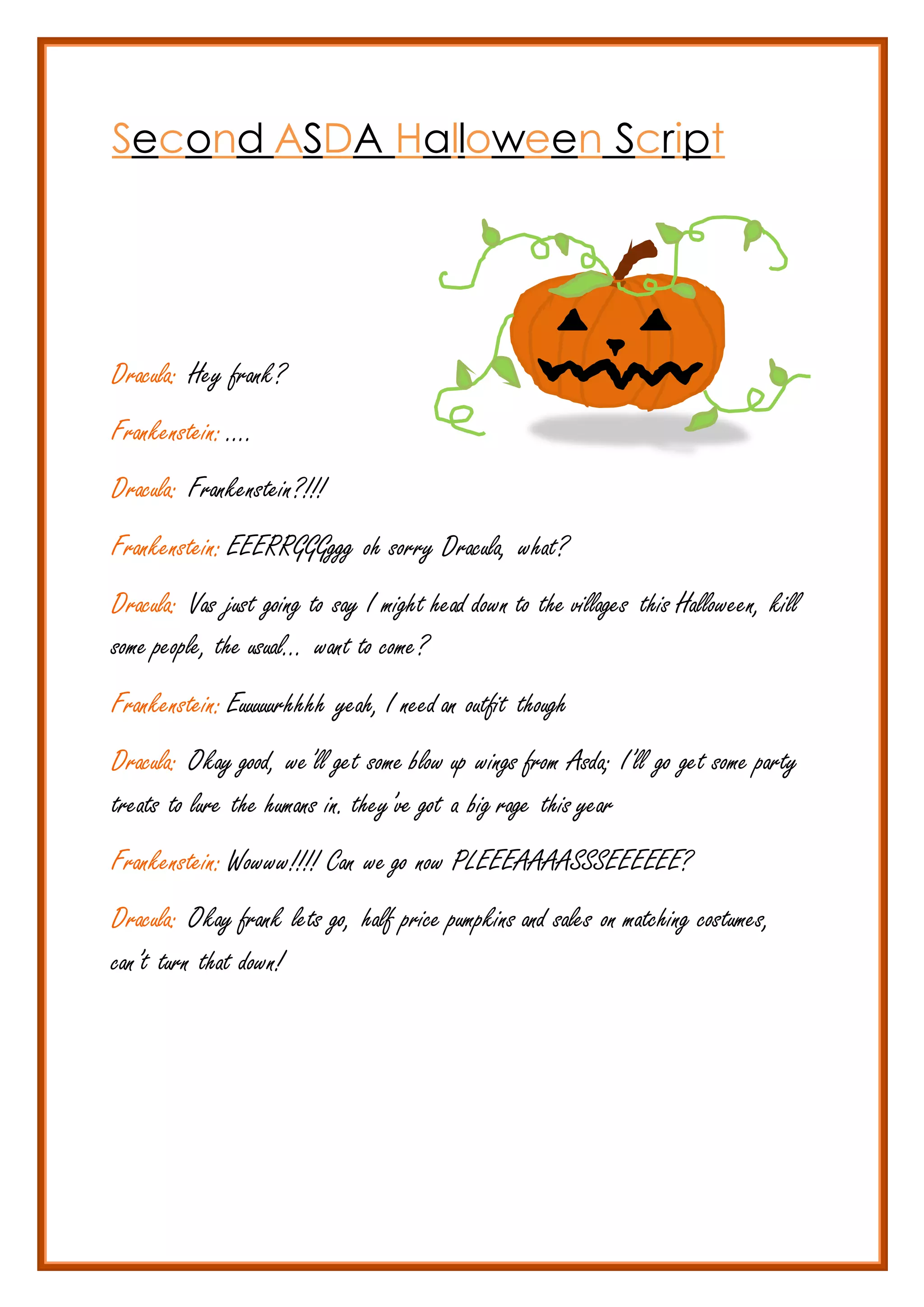 Second asda halloween script | DOCX