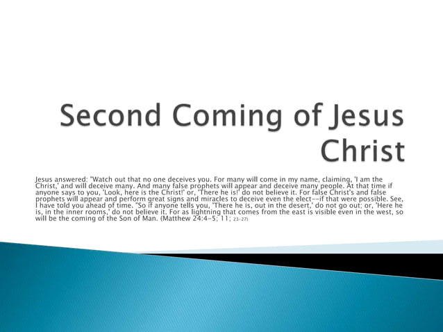 Second Coming of Jesus Christ by Dr Jose Poulose | PPTX | Christianity ...