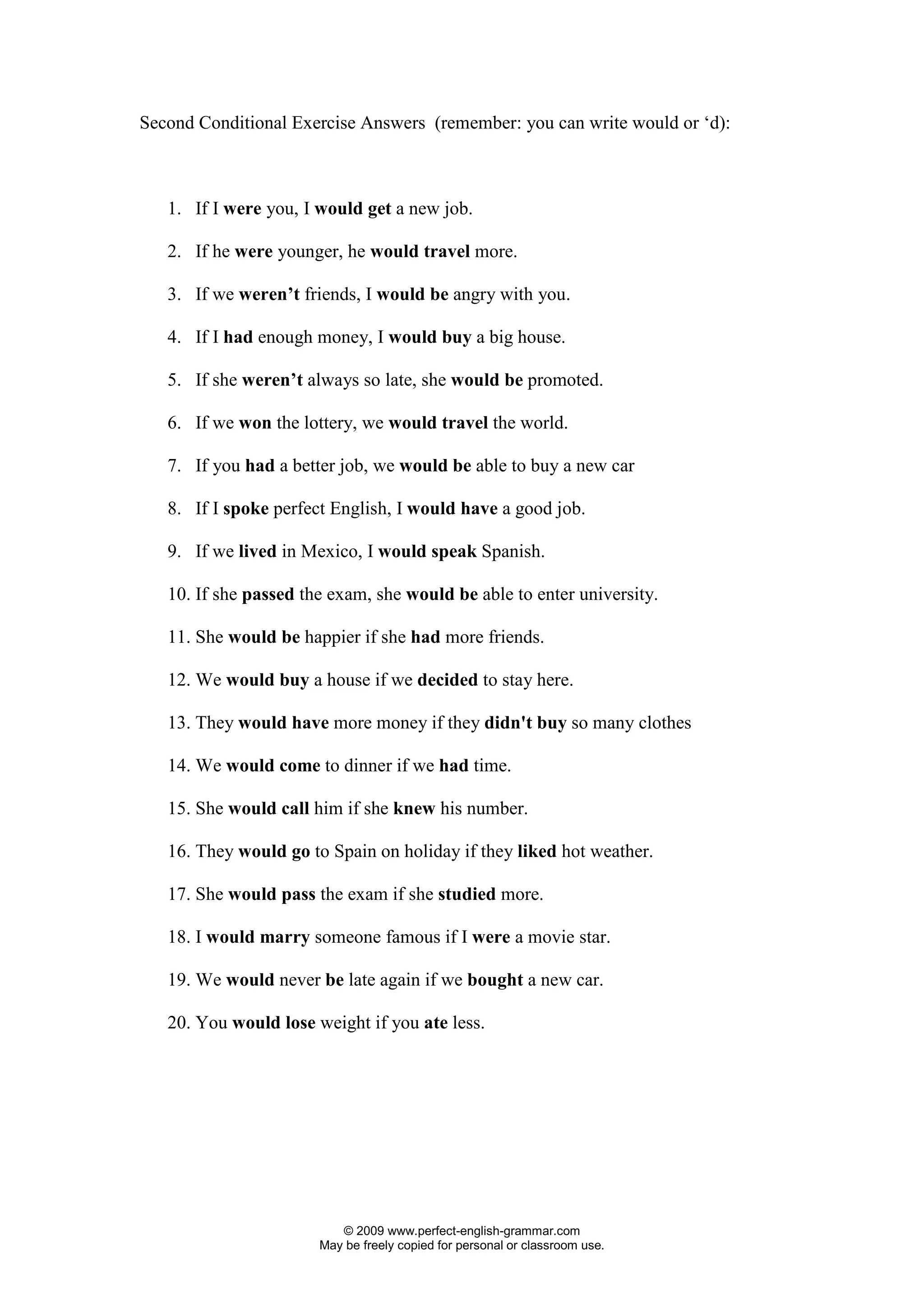 Second conditional form | PDF | Education