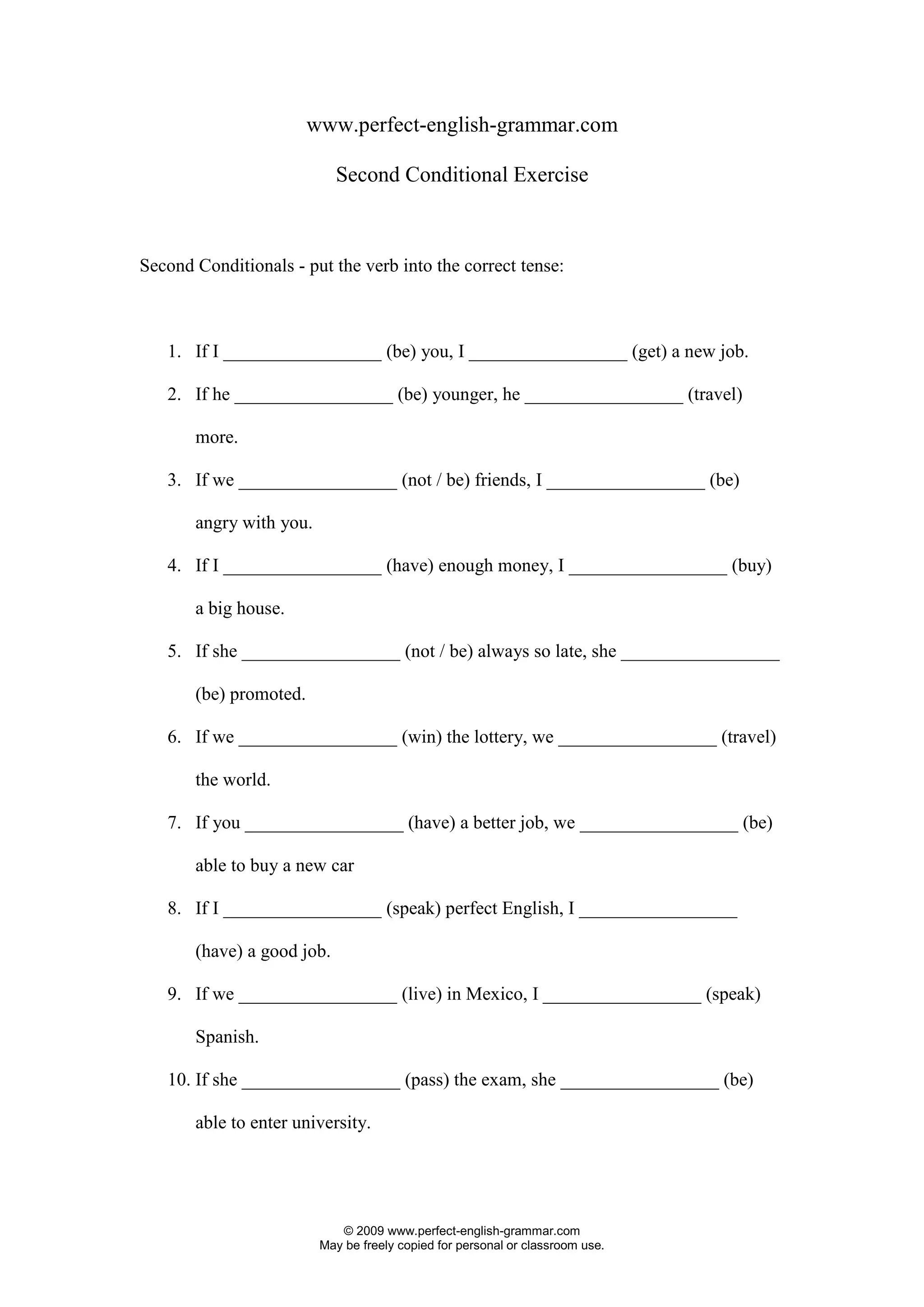 Second conditional form | PDF