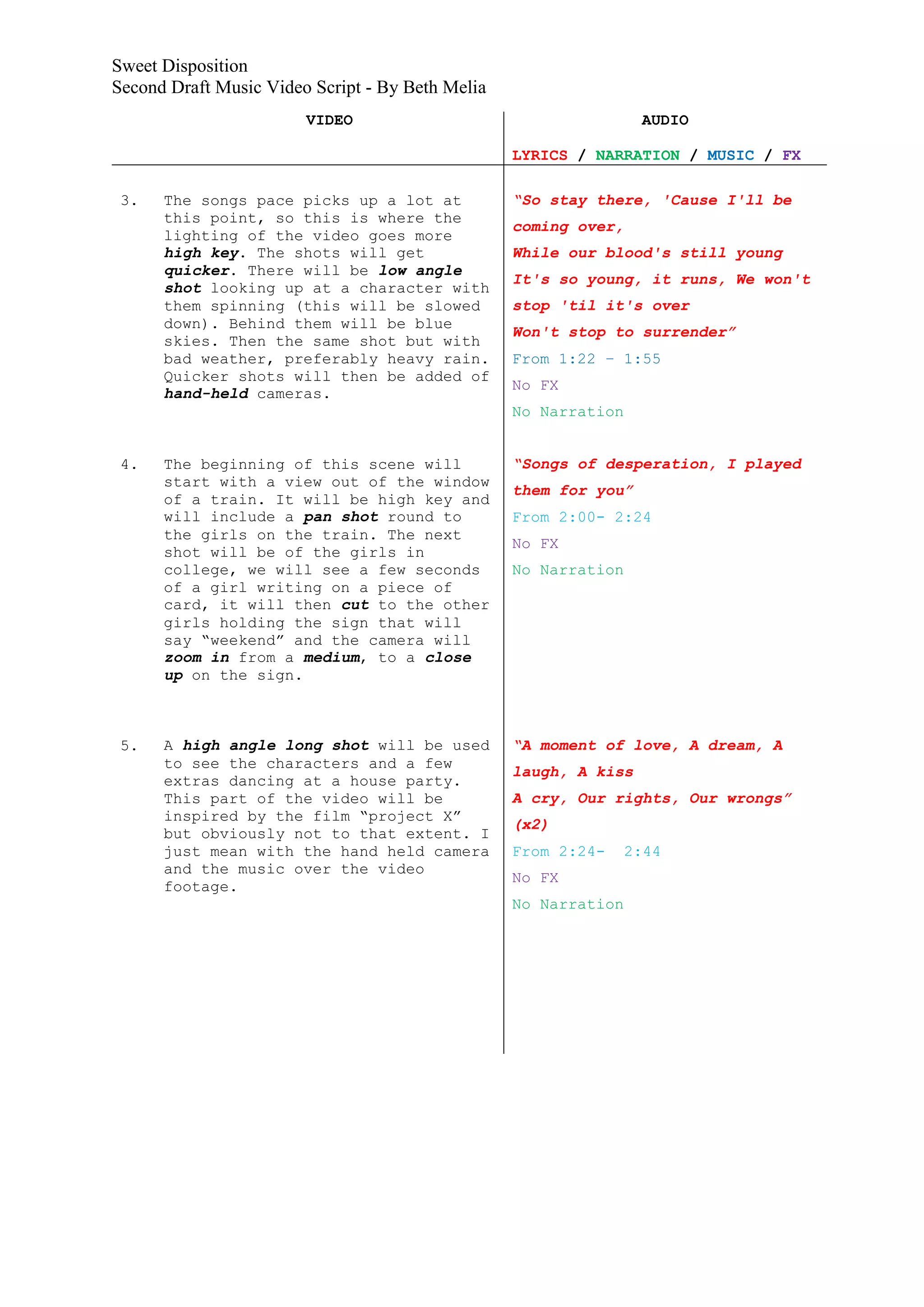 Second draft script beth melia | PDF