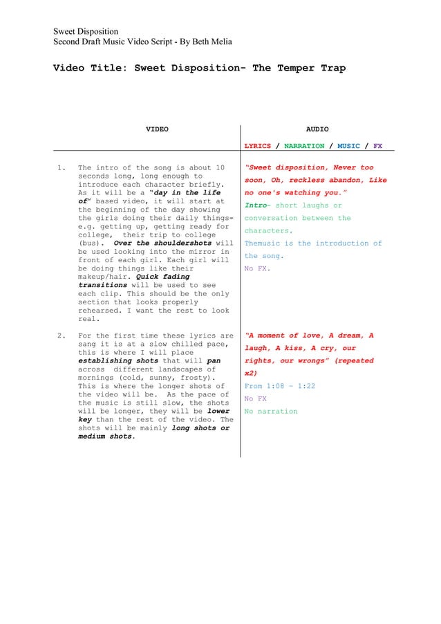 Second draft script beth melia | PDF