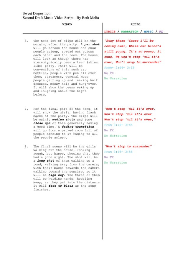 Second draft script beth melia | PDF