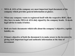 Memorandum of Association | PPTX | Business Accounting & Finance | Business