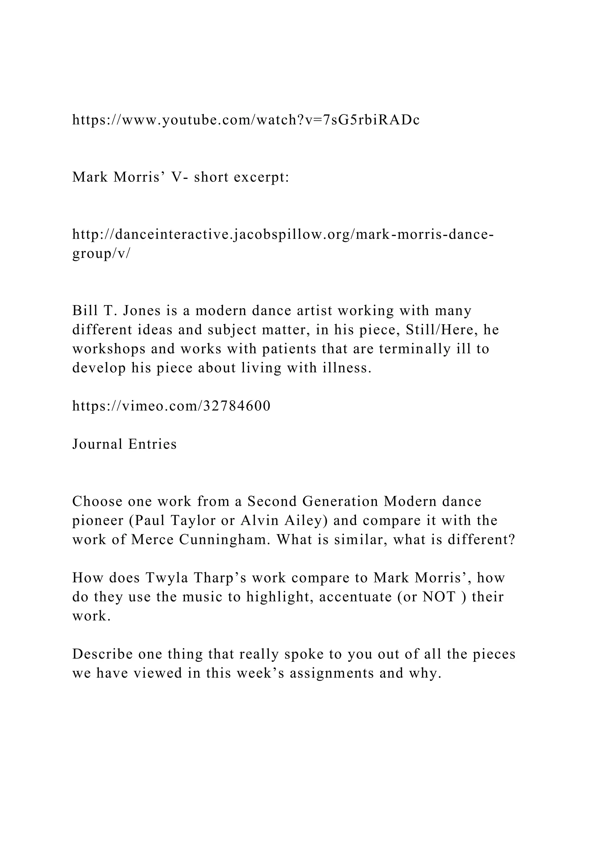 Second Generation PioneersPost Modern Dance and Choreographers.docx