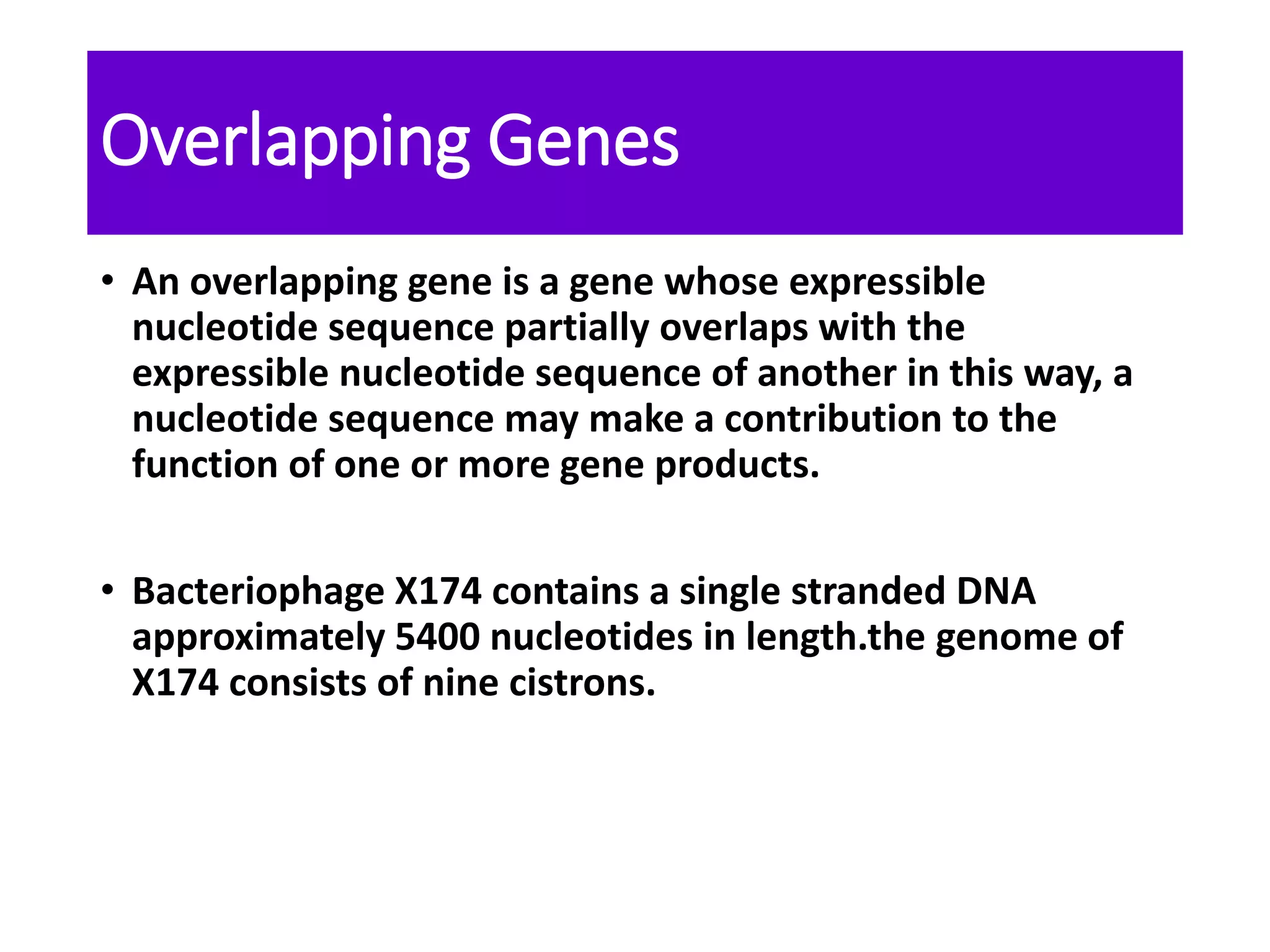 Second genetic code overlapping and split genes | PPTX