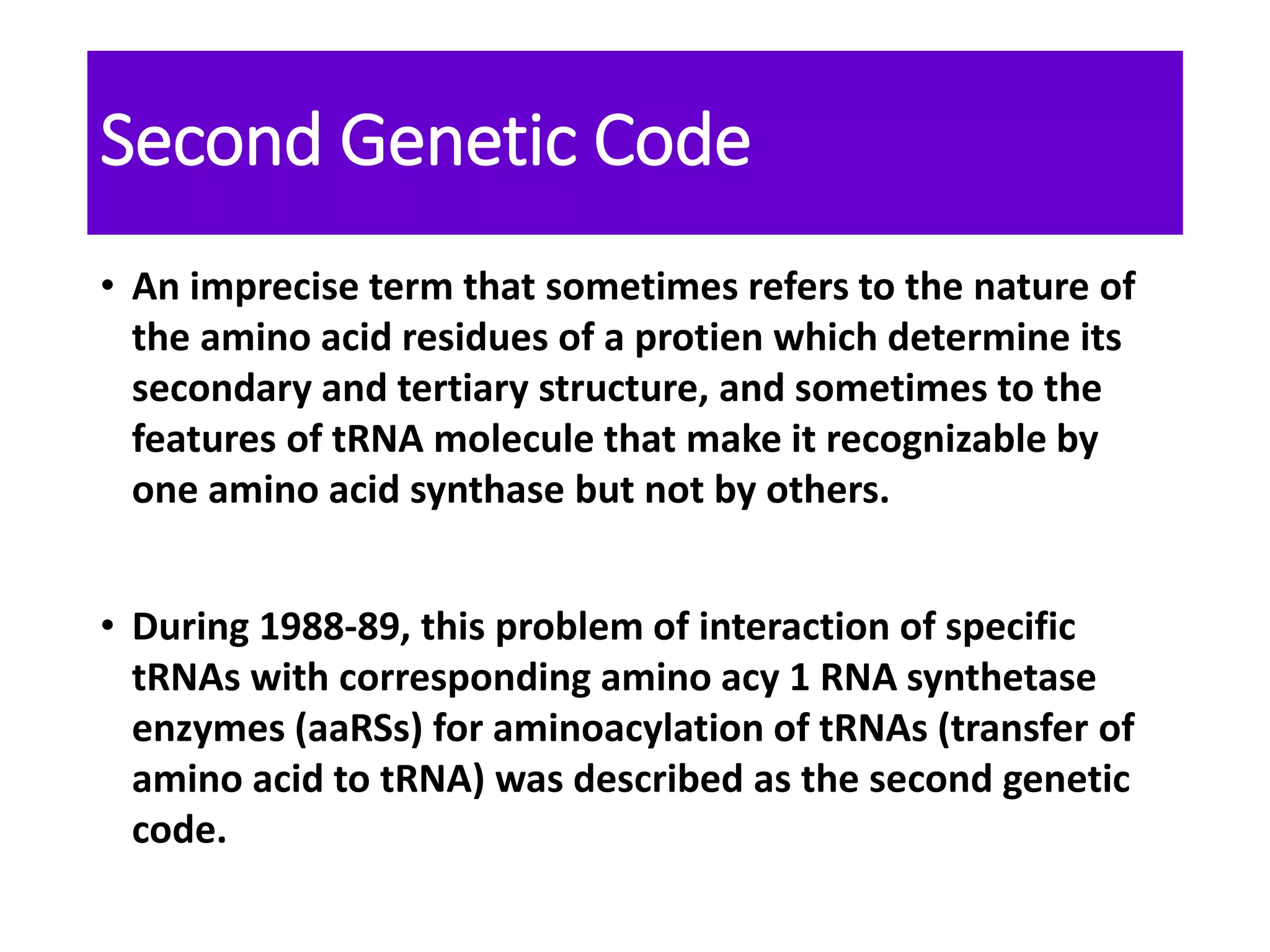 Second genetic code overlapping and split genes | PPTX