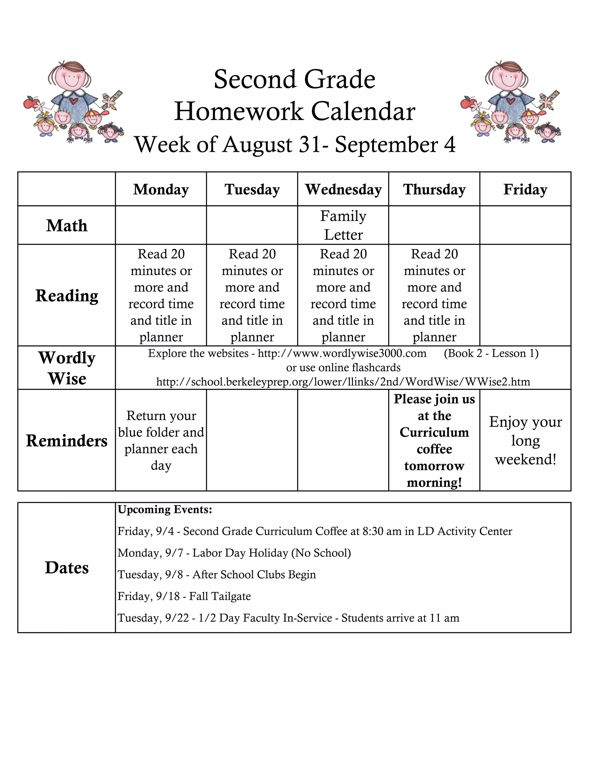 Second grade homework week 2 | PDF