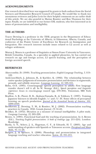 Second Language Accent And Pronunciation Teaching A Research Based ...