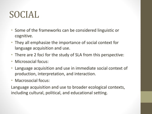 Second language acquisition | PPTX | Education
