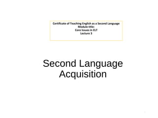 Second Language Acquisition | PPT