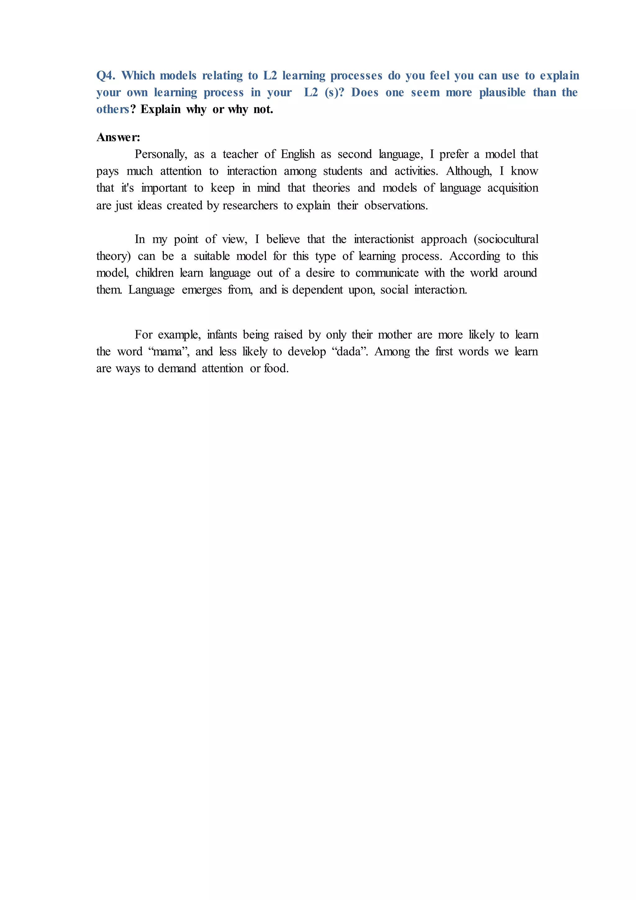 Second language acquisition (question and answers) | DOCX