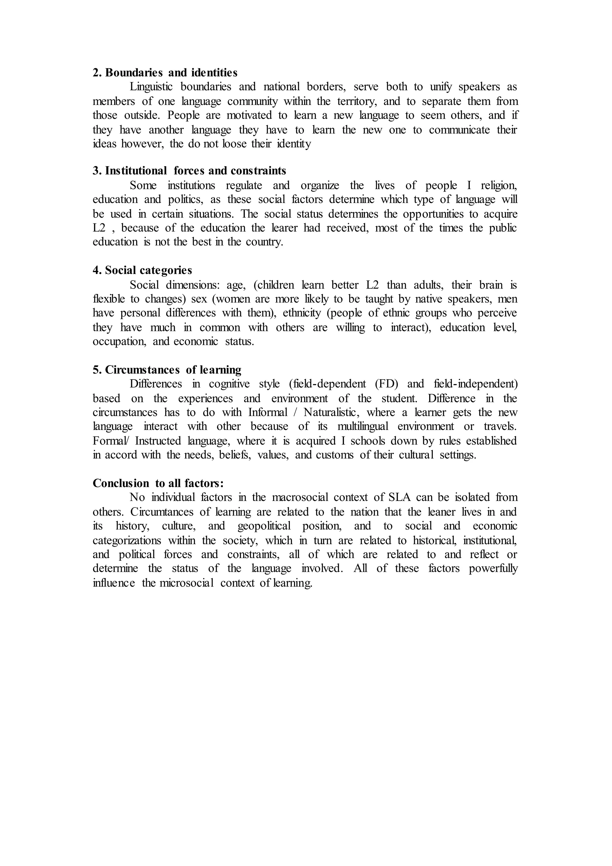 Second language acquisition (question and answers) | DOCX