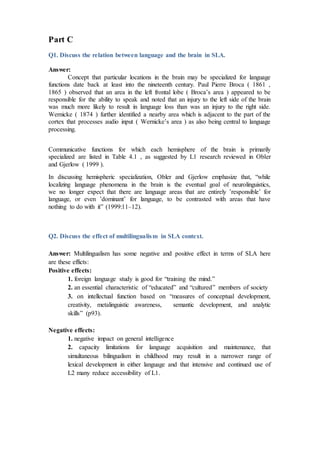 Second language acquisition (question and answers) | DOCX